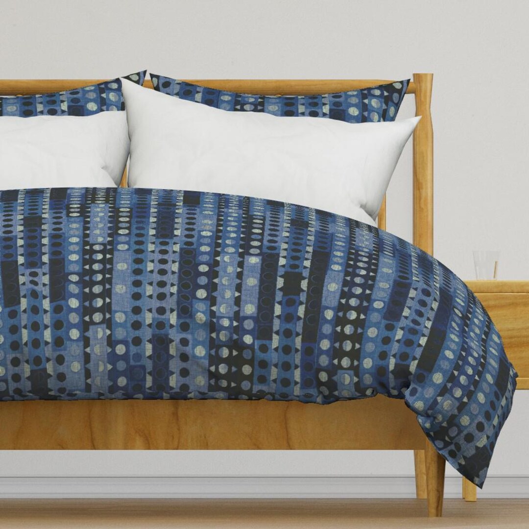 Moon Phase Bedding - Lunation by Ormolu - Shibori Style Dark Indigo ...
