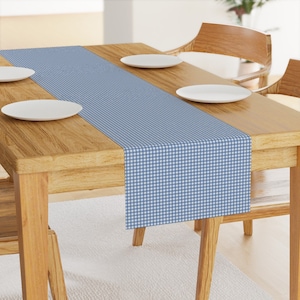 Checkerboard Table Runner - Gingham Memory Blue by Peacoquettedesigns ...