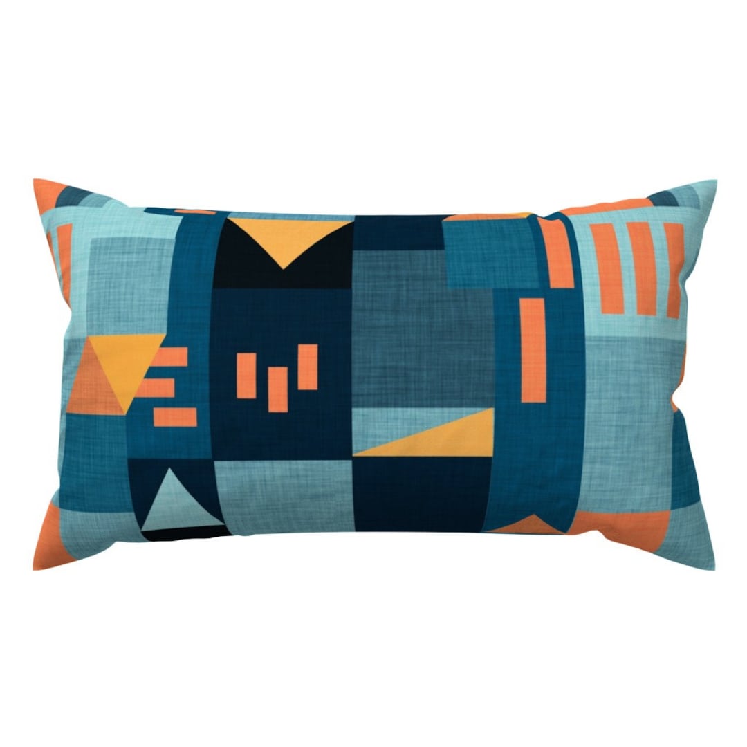 Cubism Lumbar Pillow - Bauhaus Teal House by Bruxamagica - Bauhaus ...
