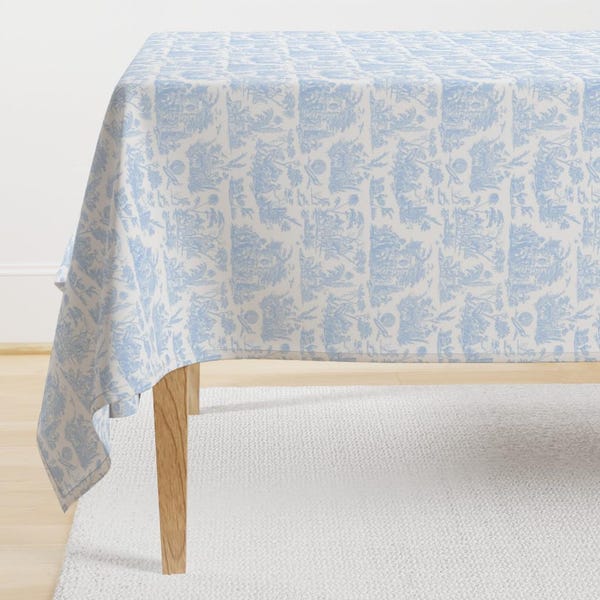 Light Blue Toile Tablecloth - Etsy