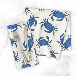 Crustacean Dinner Napkins Set of 2 - Nautical Blue Crab Ocean Sea ...
