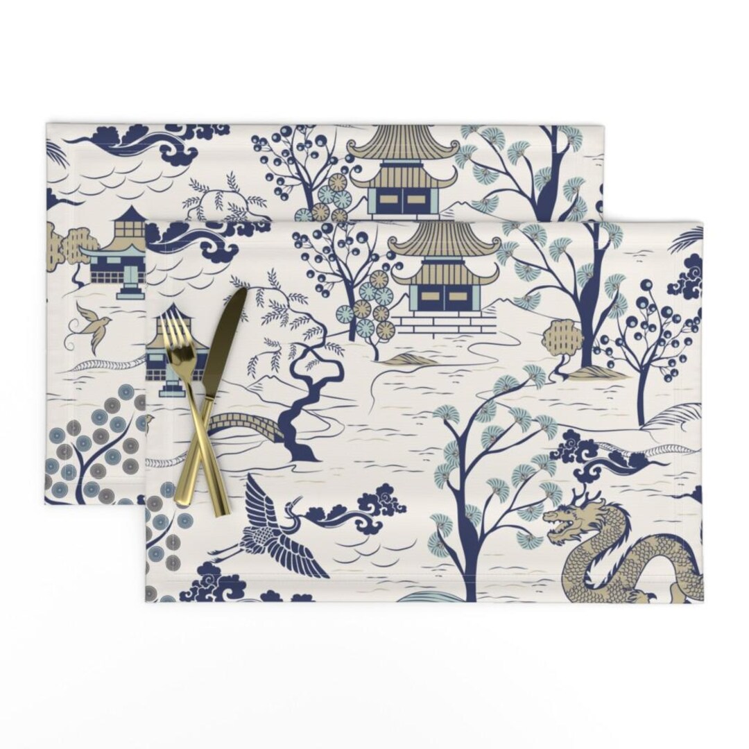 Japanese Village Placemats (set of 2) - Ukiyo Light by Pallavi ...