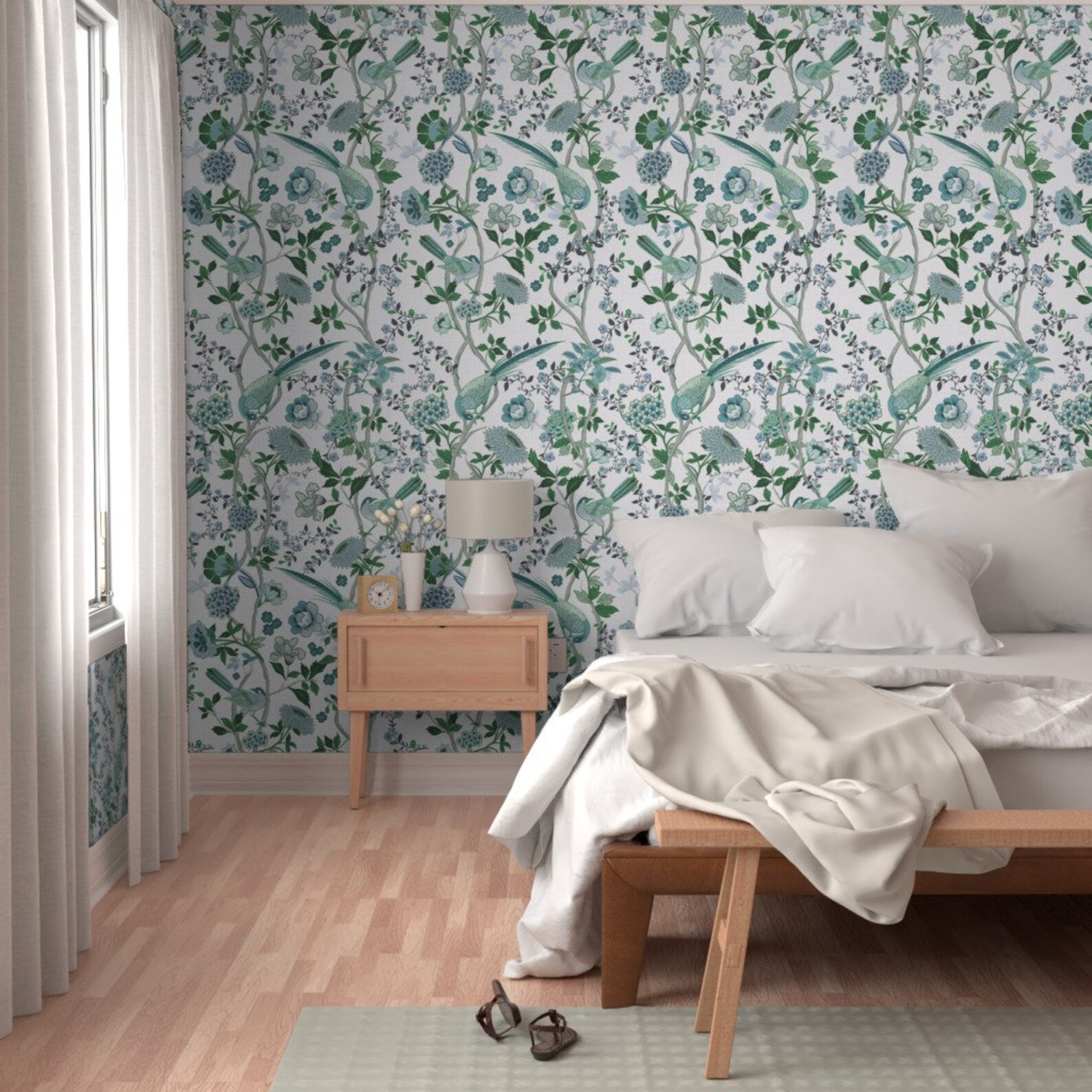 Traditional Non-pasted Wallpaper Chinoiserie Chintz Botanicals ...