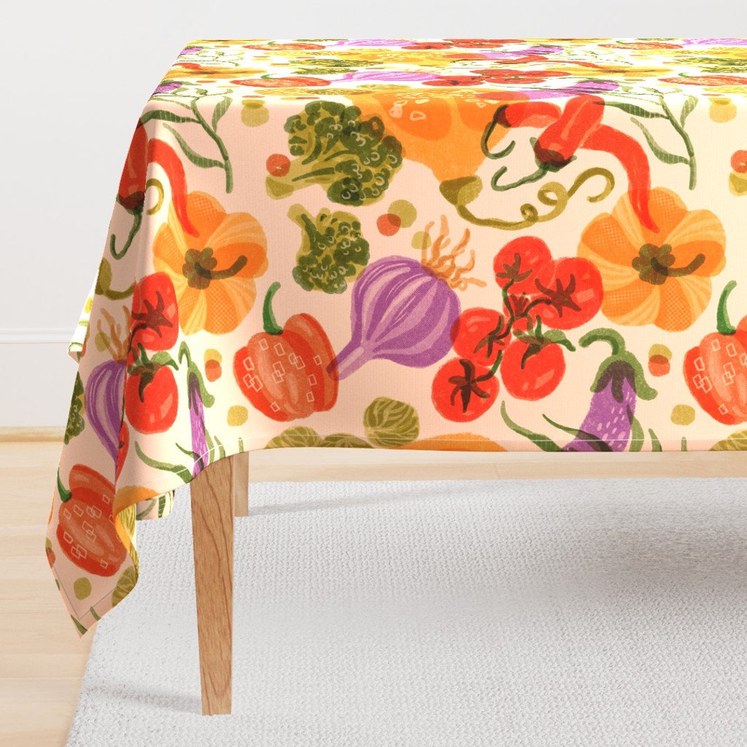 Retro Veggie Tablecloth Vegetable Garden by Untamedlittlewolf Vibrant ...