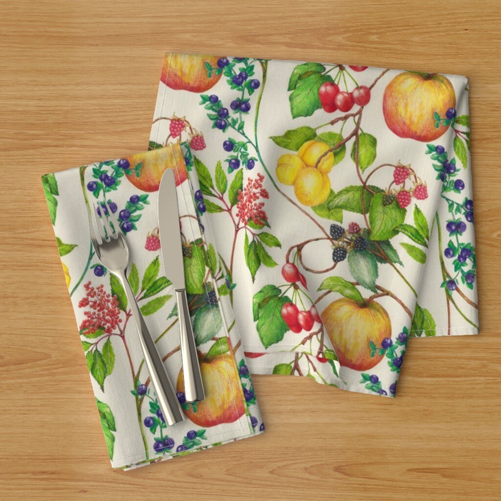 Fruits Dinner Napkins Set of 2 The Joy Of Summer by | Etsy
