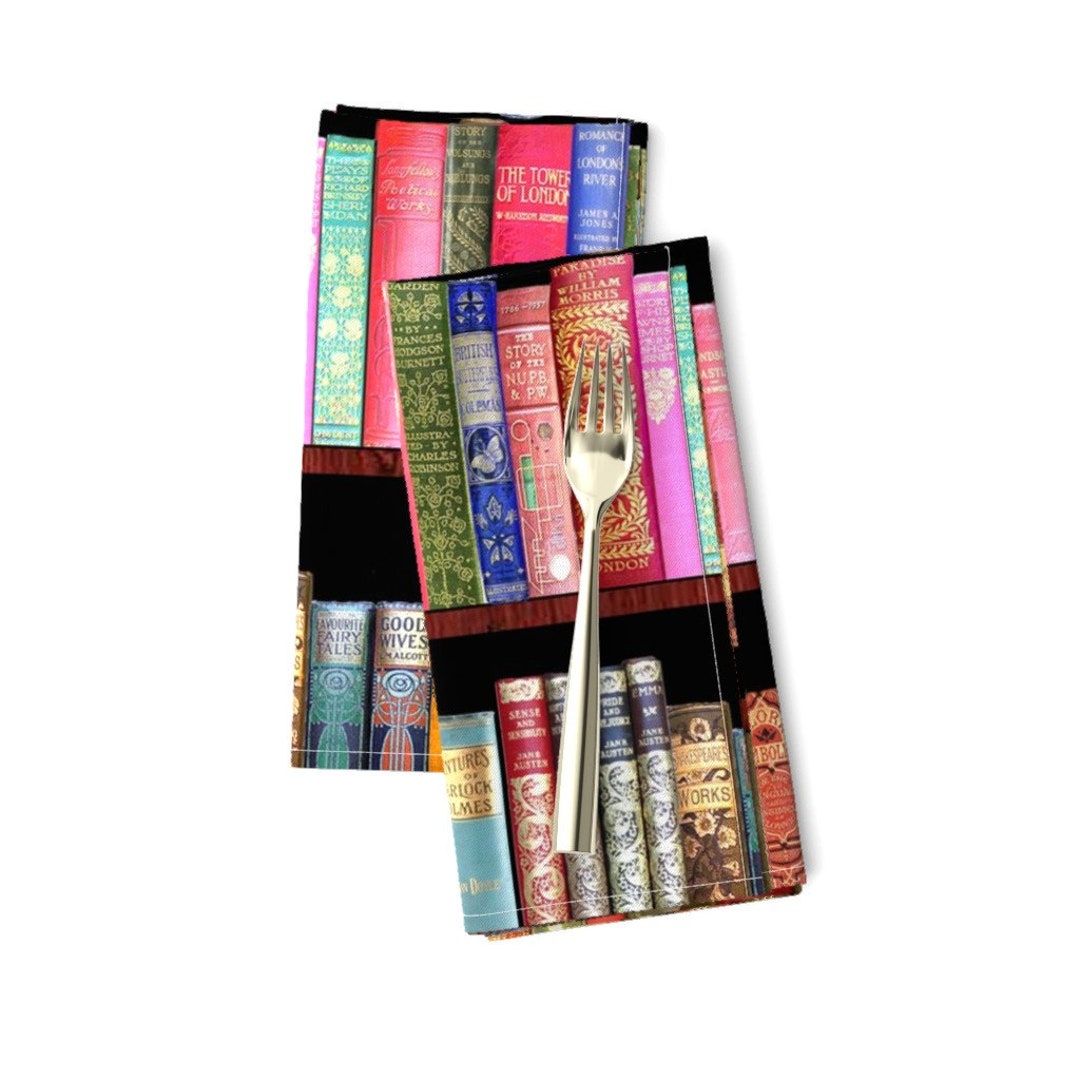 Bookshelf Dinner Napkins set of 2 Antique Books by Magentarosedesigns ...