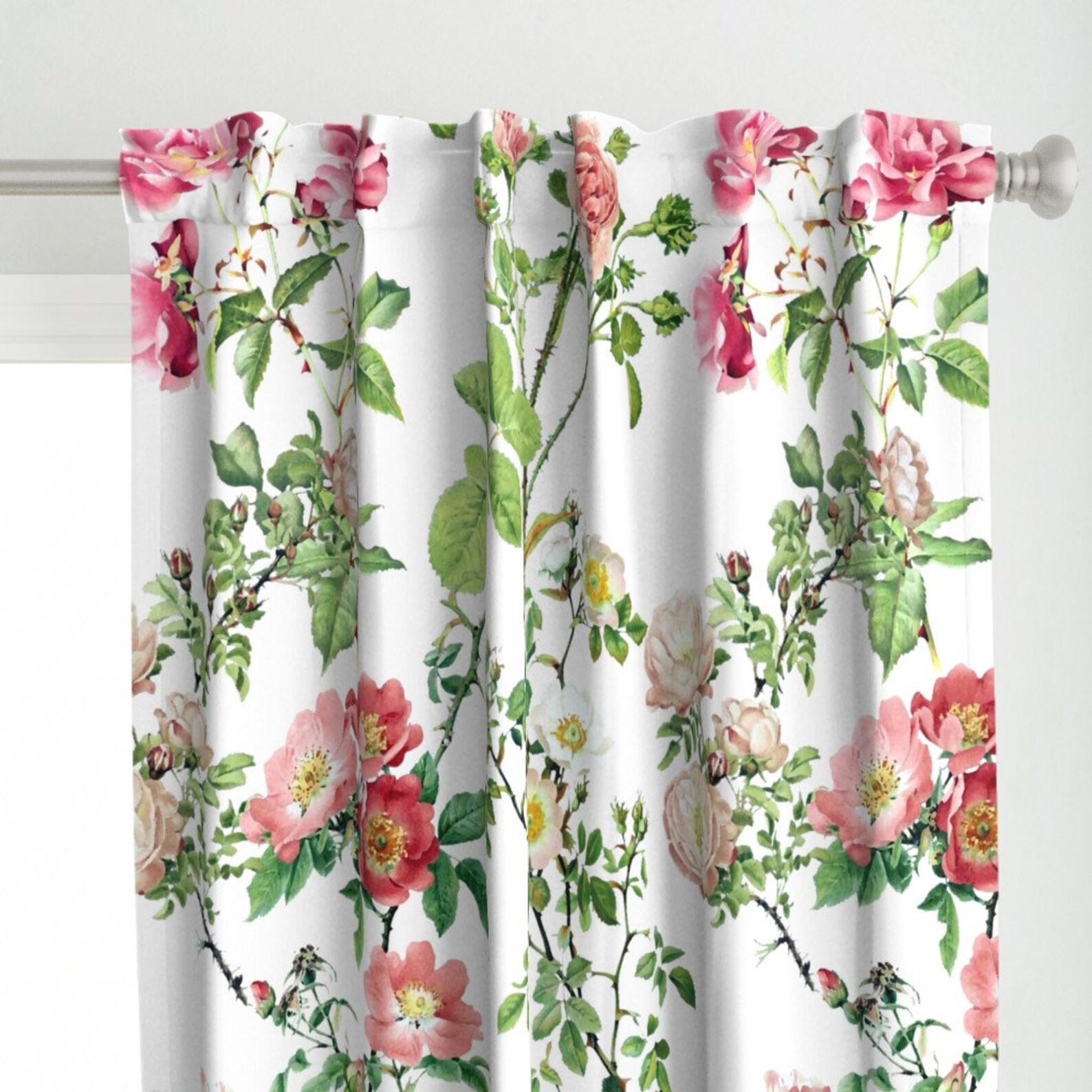 Floral Curtain Panel English Rose Victoria's Garden by - Etsy