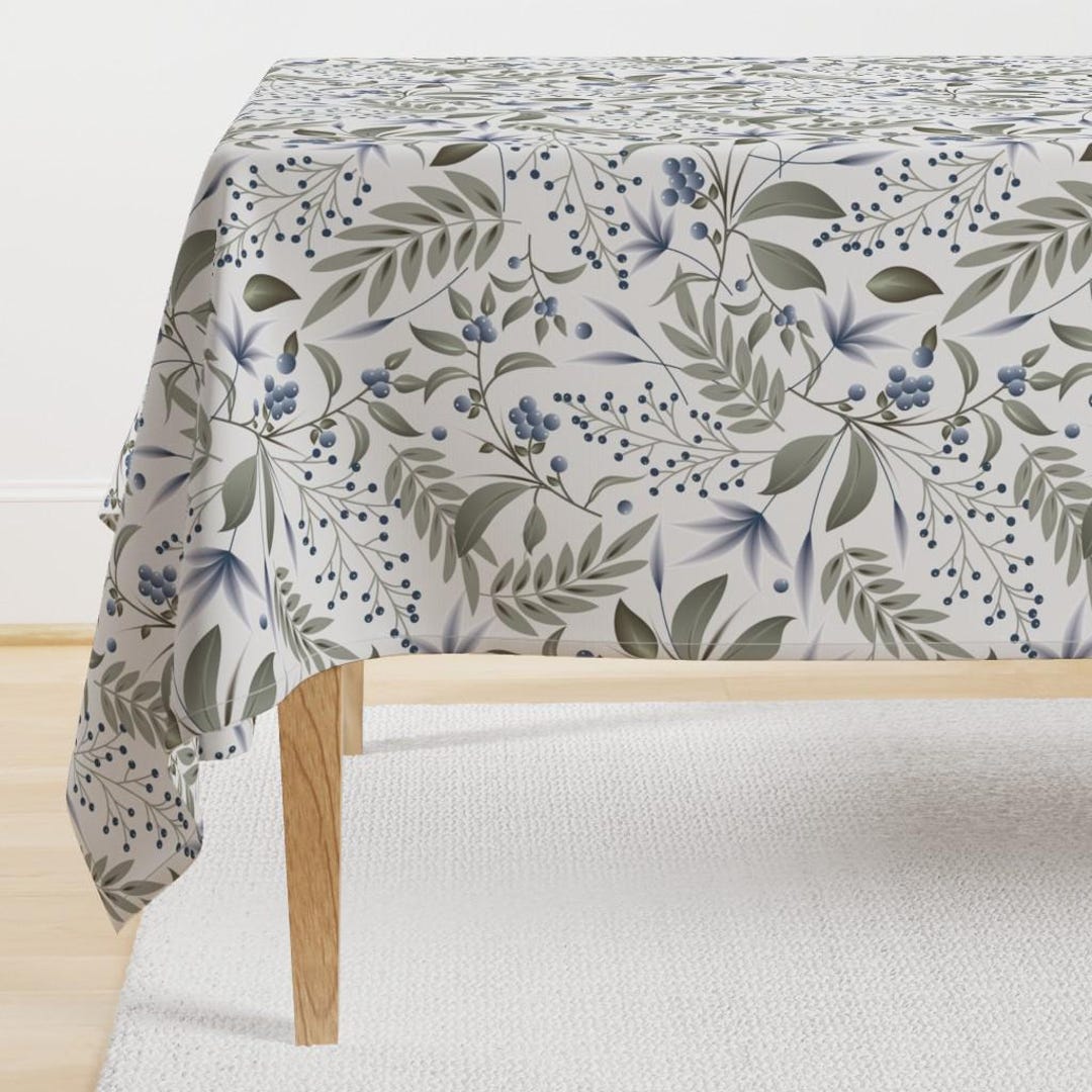 Cottagecore Tablecloth Blueberries and Sage by Cavell_ferguson ...