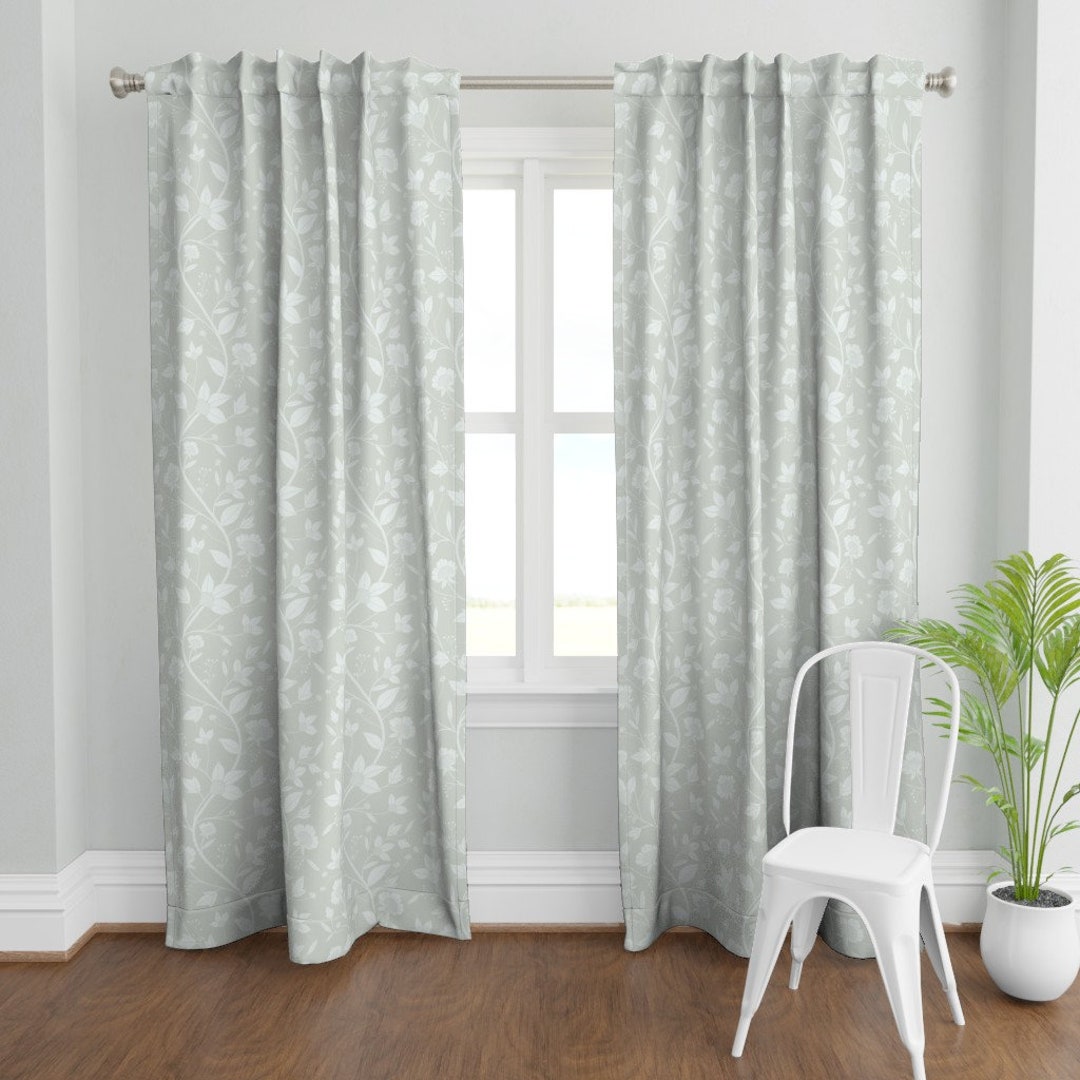 Pale Sage Curtain Panel Annie's Vine by Marjorie_howe - Etsy