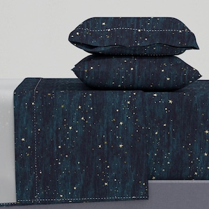 Nighttime Stars Sheets - Night Sky Stars Midnight Blue by At_the ...