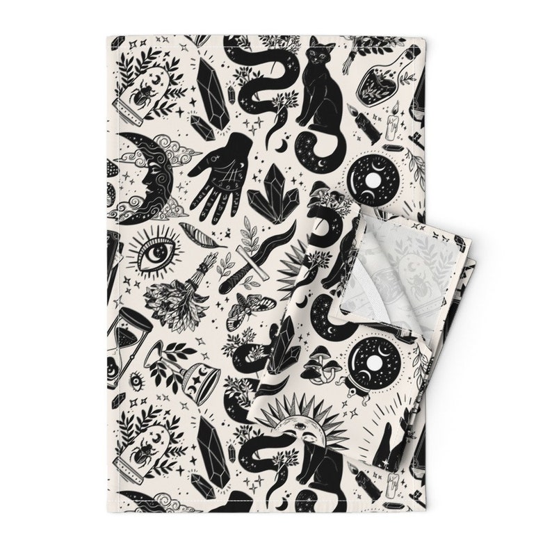Witch Tea Towels set of 2 Witchy Things in Black and White - Etsy