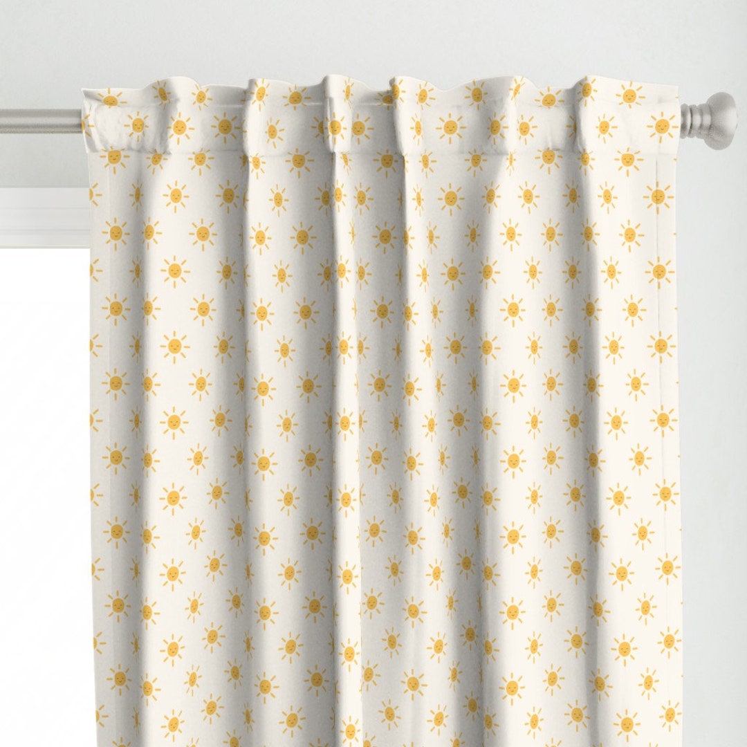 Yellow Smiley Sun Curtain Panel - Happy Sunshine by Presuttidesign ...