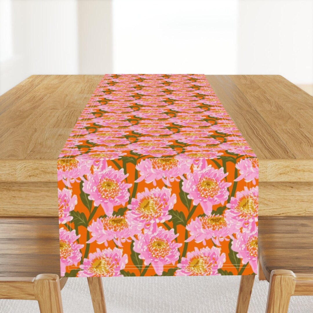 Colorful Flowers Table Runner - Flowers Orange by Gabrielleneildesign ...