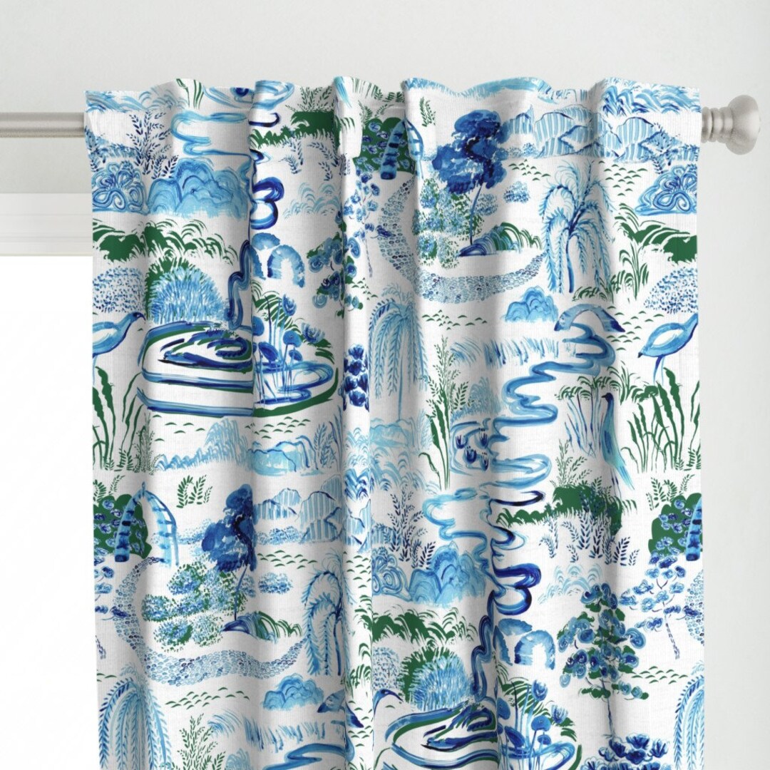 Chinoiserie Curtain Panel Chinoiserie Landscape by Gartmanstudio ...