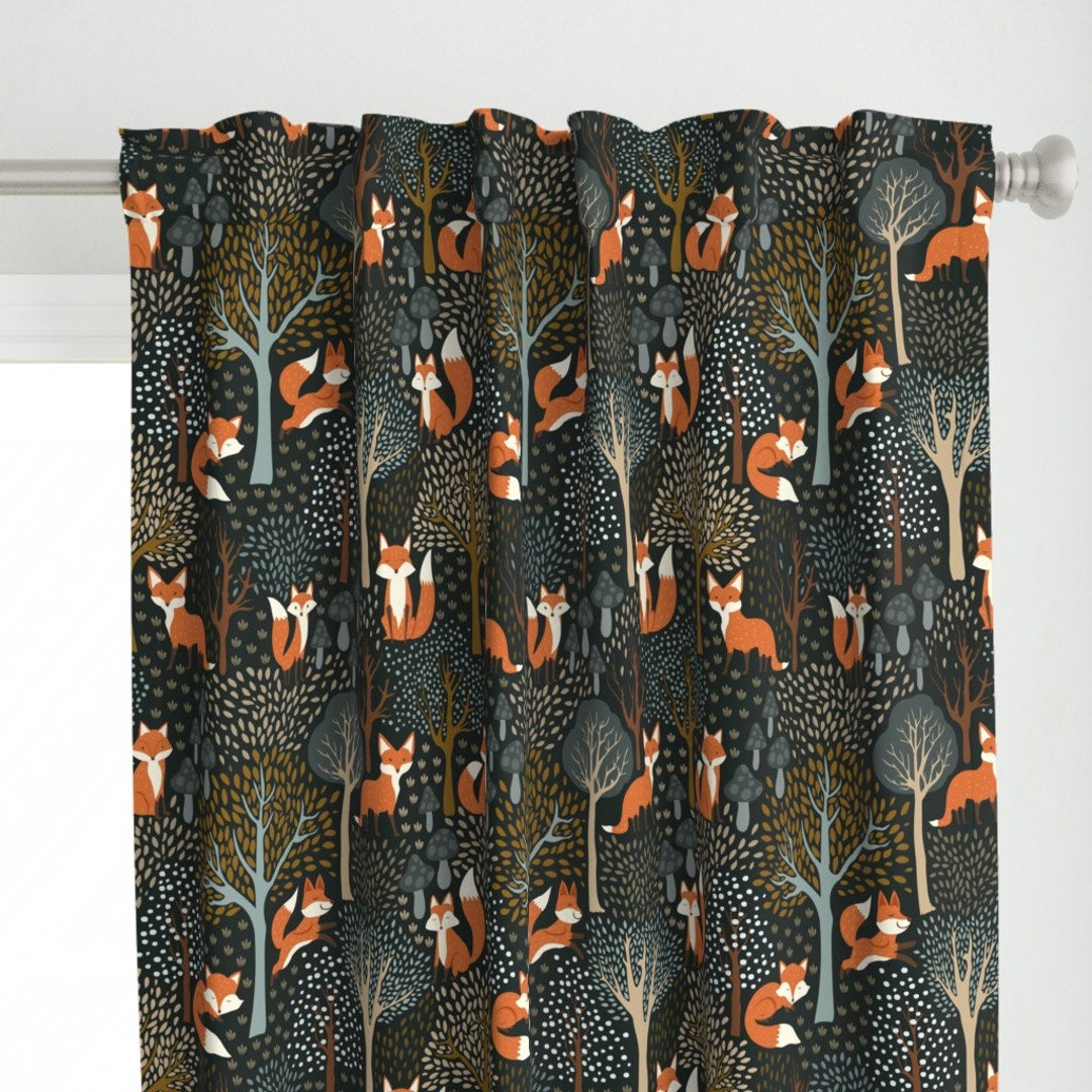 Red Fox Curtain Panel Cute Woodland Fox by Priraj_designs Whimsical ...