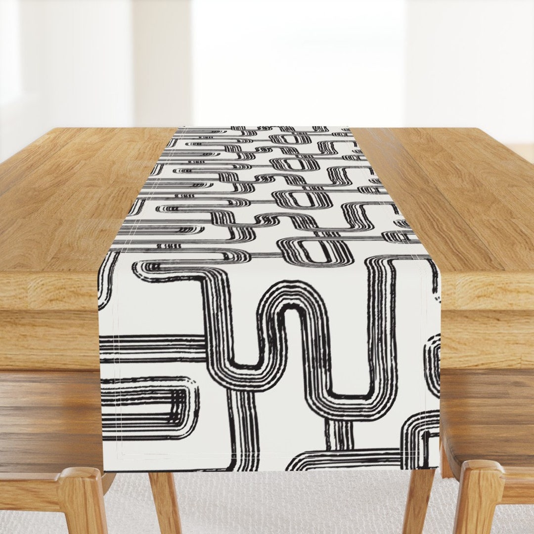 Modern Abstract Table Runner - Wavy Lines by Rose_lindo - Geometric ...
