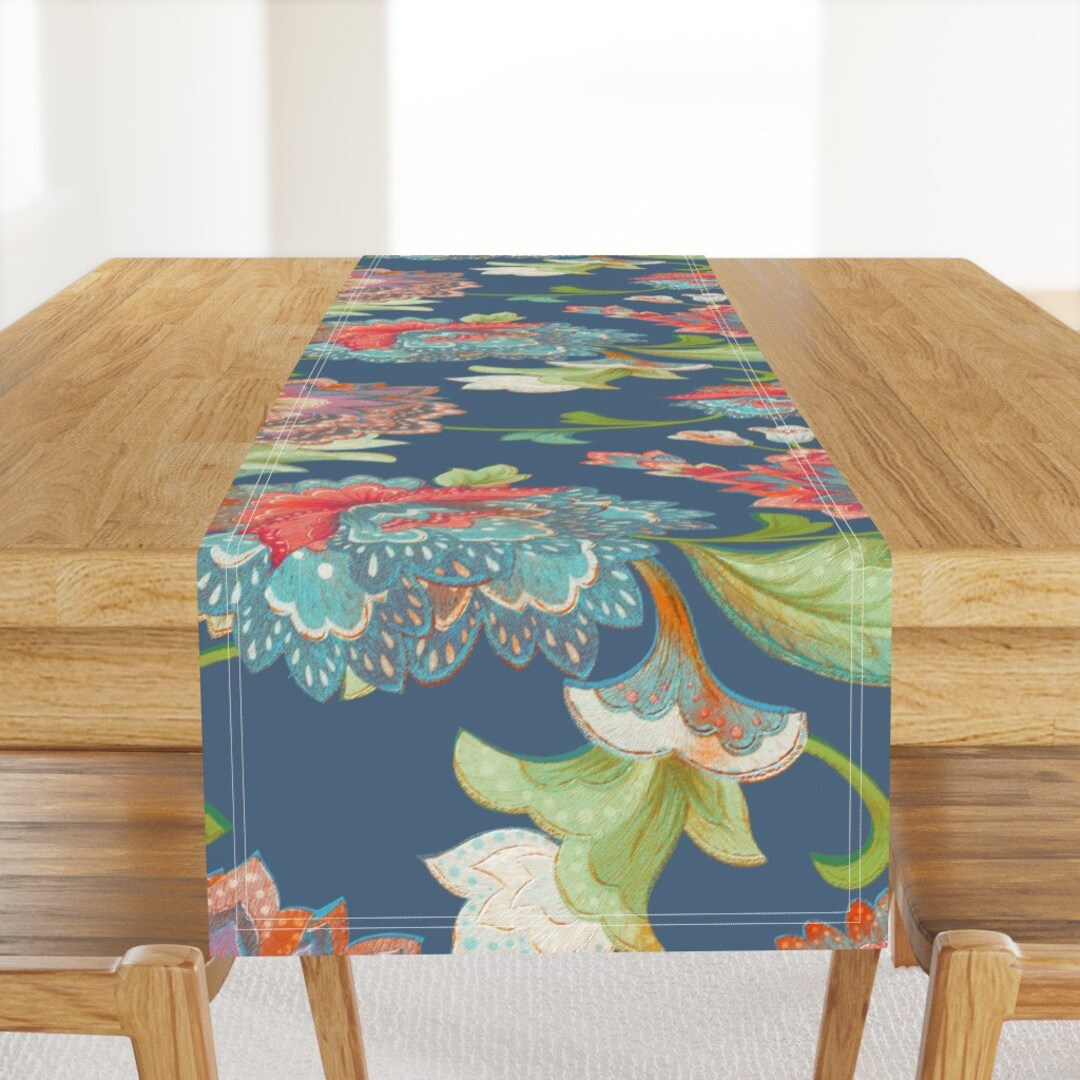 Bohemian Table Runner Blue Chintz by Chicca_besso Garden Floral Large ...