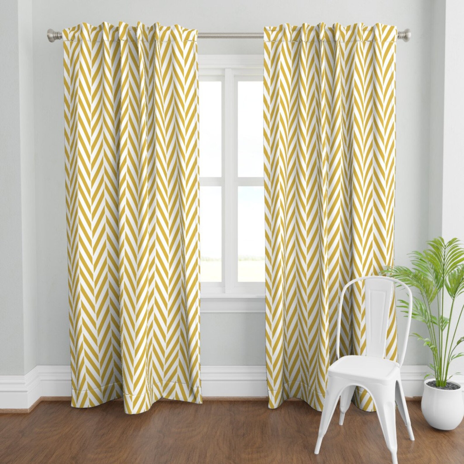 Chevron Curtain Panel Mustard Herringbone by Mrshervi - Etsy