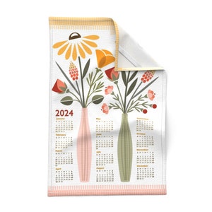 2025 Calendar Tea Towel Floral Bouquet by Leahsoha Tea Towel Modern ...