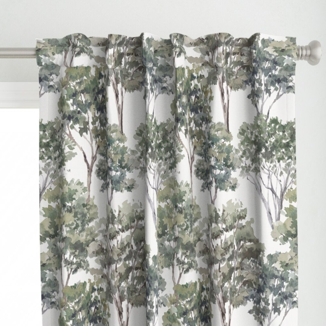 Vintage Woodland Curtain Panel Jumbo Trees by Hipkiddesigns - Etsy