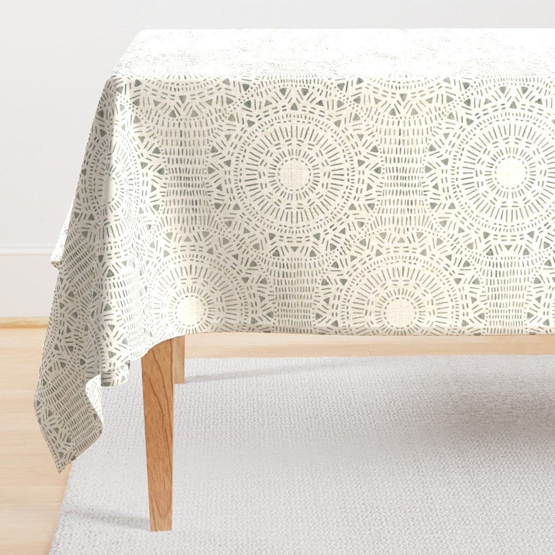 Rustic Boho Tablecloth Mandala by Scarlet_soleil Abstract Gray Neutral ...