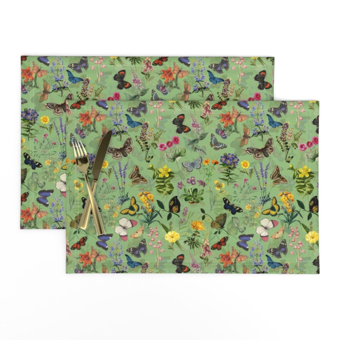 Butterfly House Placemats set of 2 Butterflies in Spring - Etsy