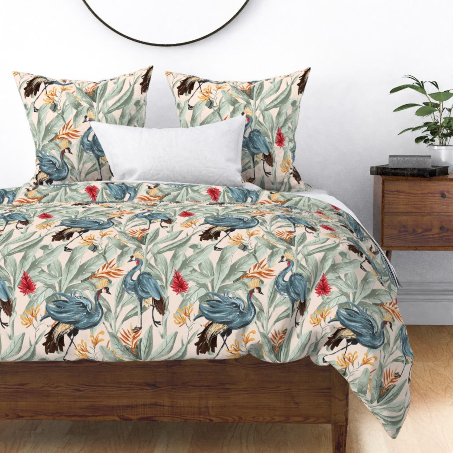 Crested Cranes Duvet Cover Animalier Cranes by Atelierdorina - Etsy
