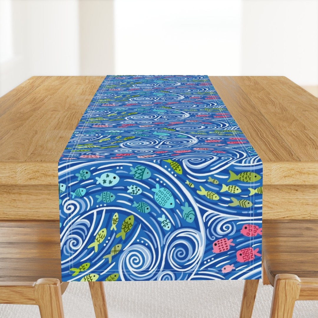Colorful Fish Table Runner World of Fish by Creativeinchi Blue Green ...