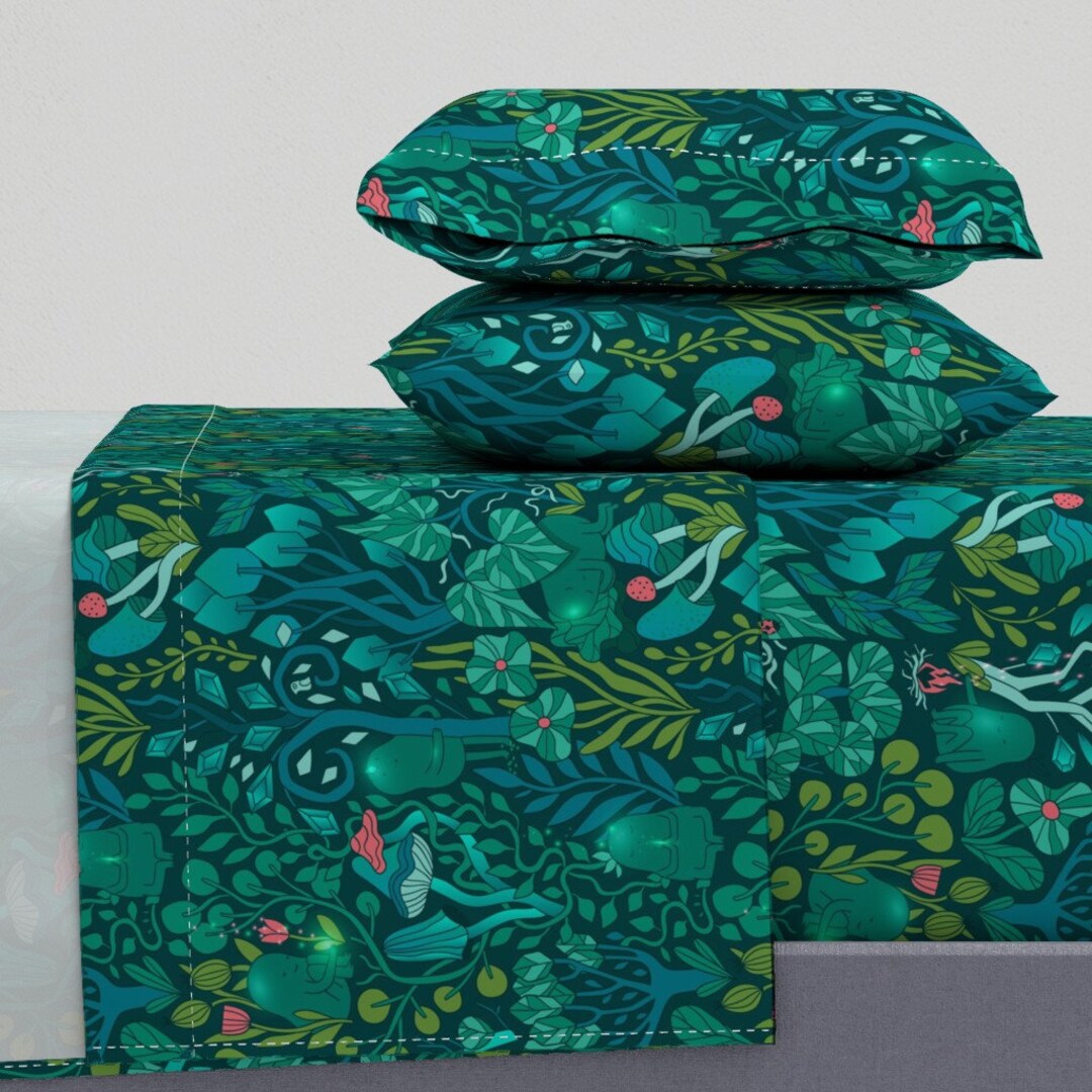 Mystic Woodland Sheets Emerald Forest by Kostolom3000 Green Nature ...