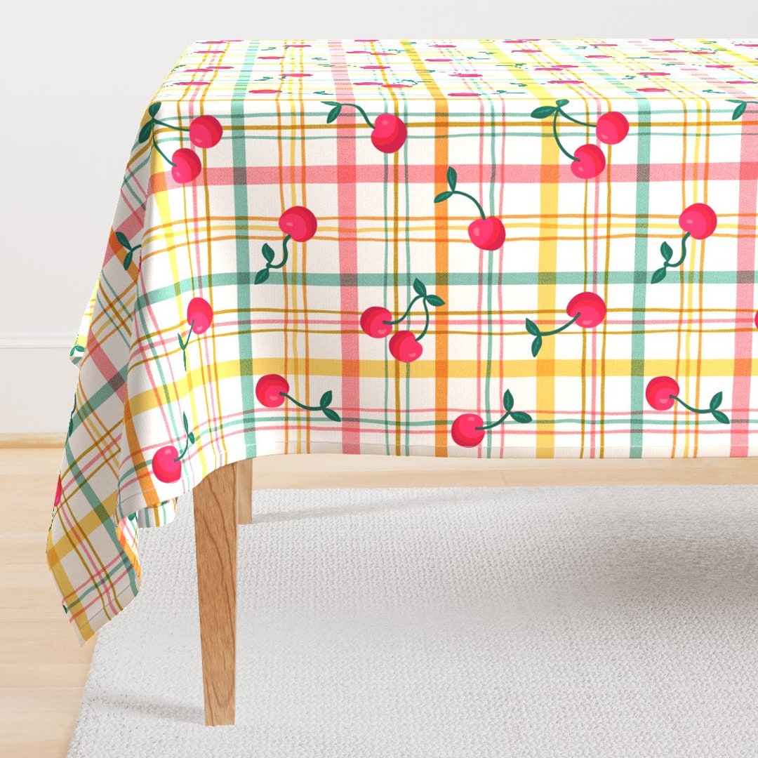 Cherry Tablecloth Cherry Picnic large Cheerful Checks by ...