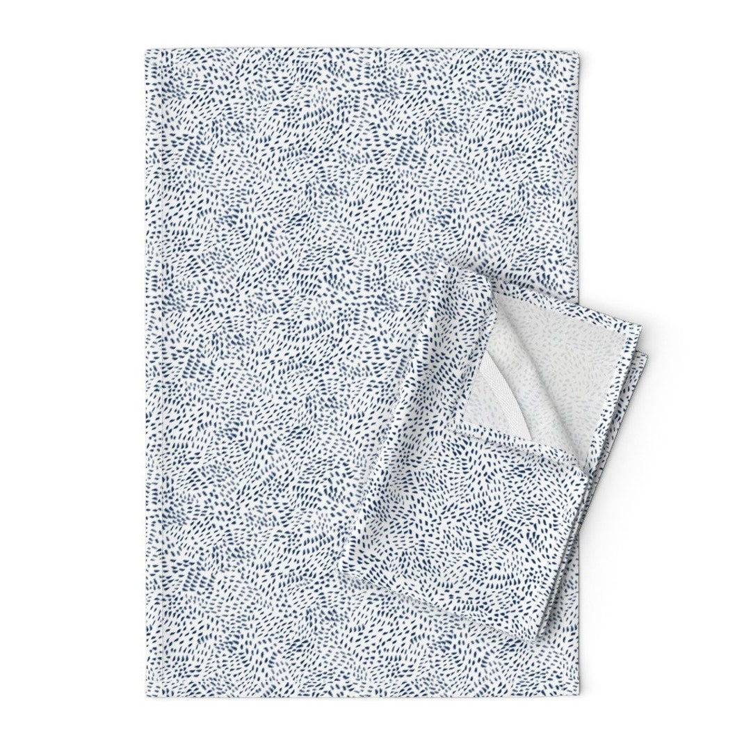 Abstract Dashes Tea Towels set of 2 Cream With Blue Specks by Samantha ...