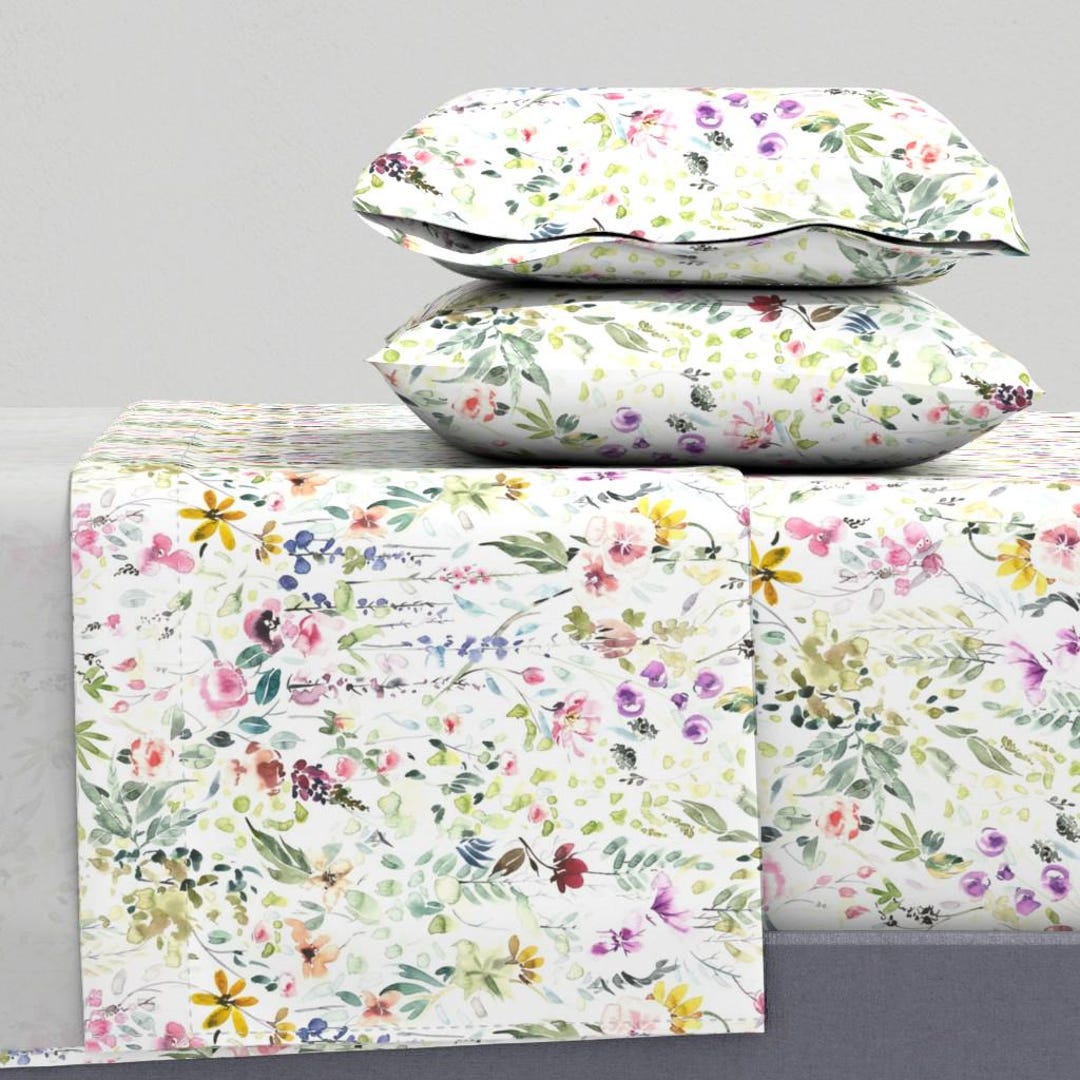 Waterolor Sheets - Wildflower Meadow by Hipkiddesigns - Floral ...