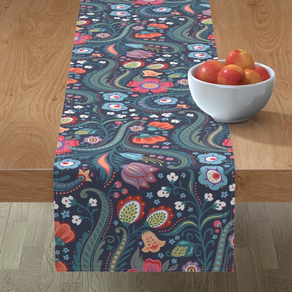 Scandi Floral Table Runner Skandelska by kokara Bright | Etsy