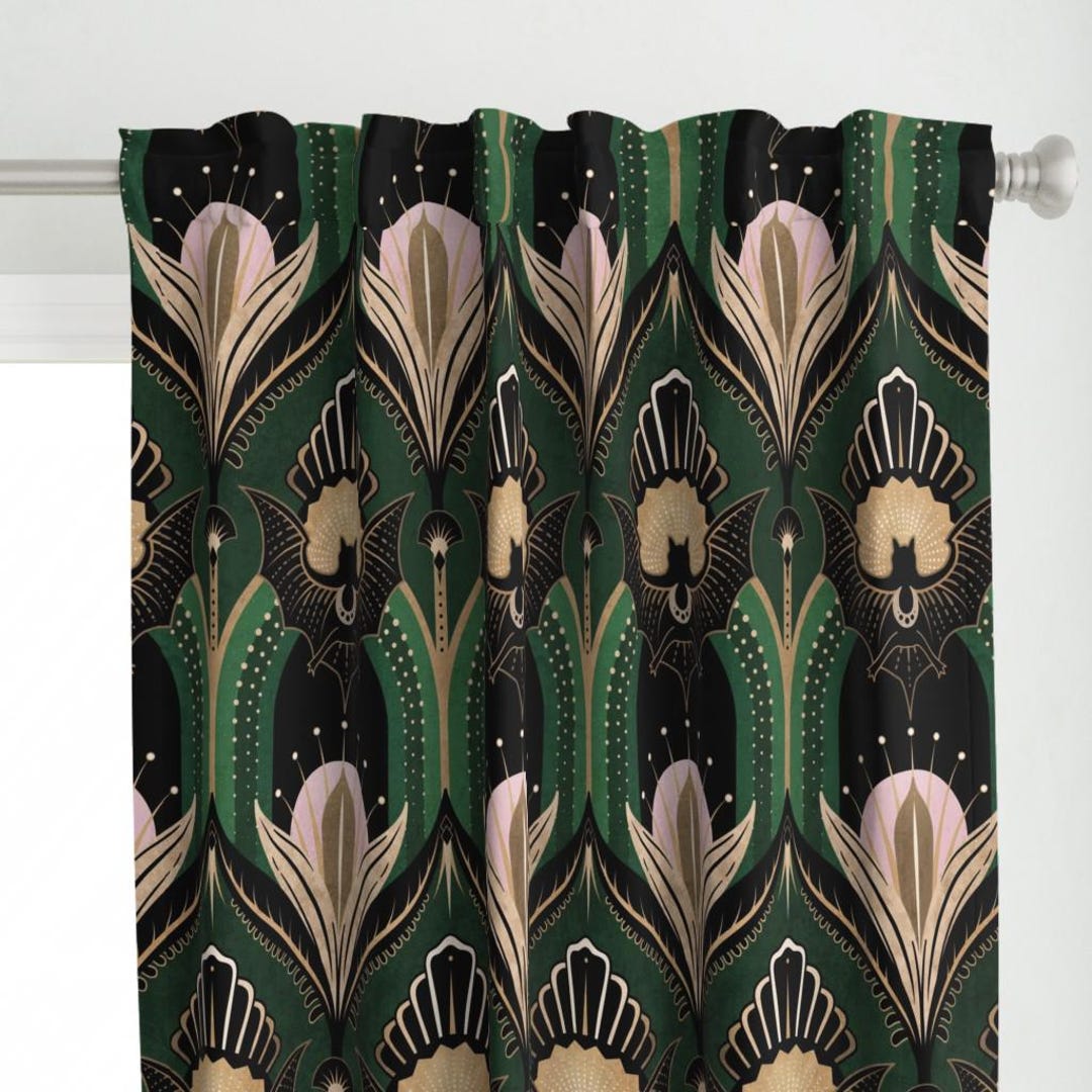Art Deco Bats Curtain Panel Elegant Deco Bats by Misentangledvision ...