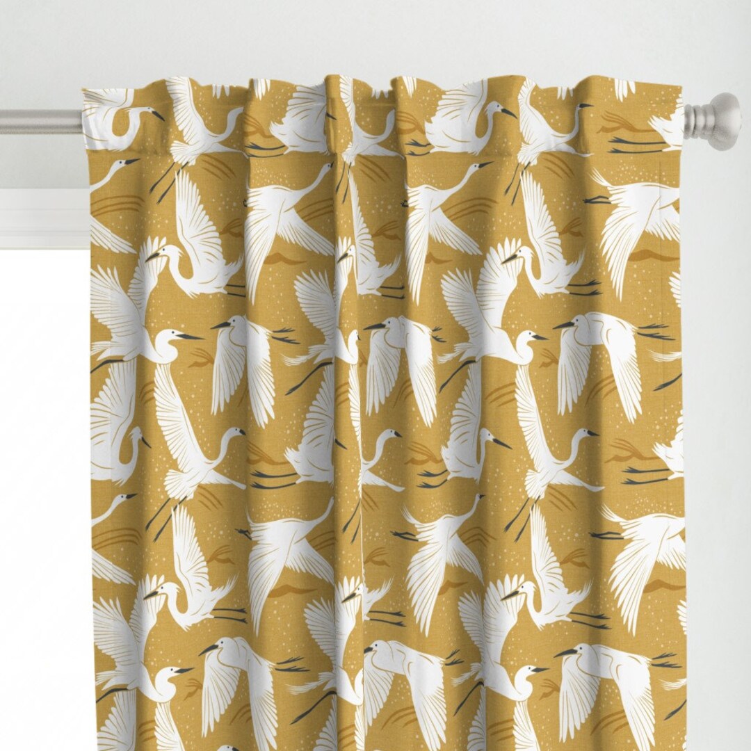 Crane Curtain Panel Goldenrod Yellow Crane by Heatherdutton Soaring ...
