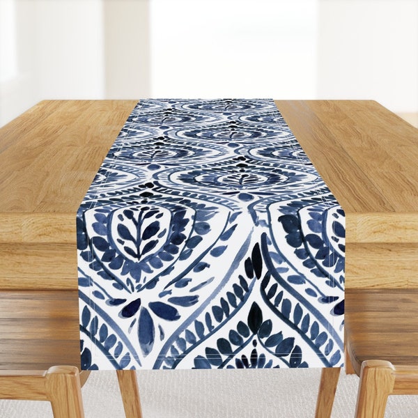 Indigo Garden Table Runner - Etsy