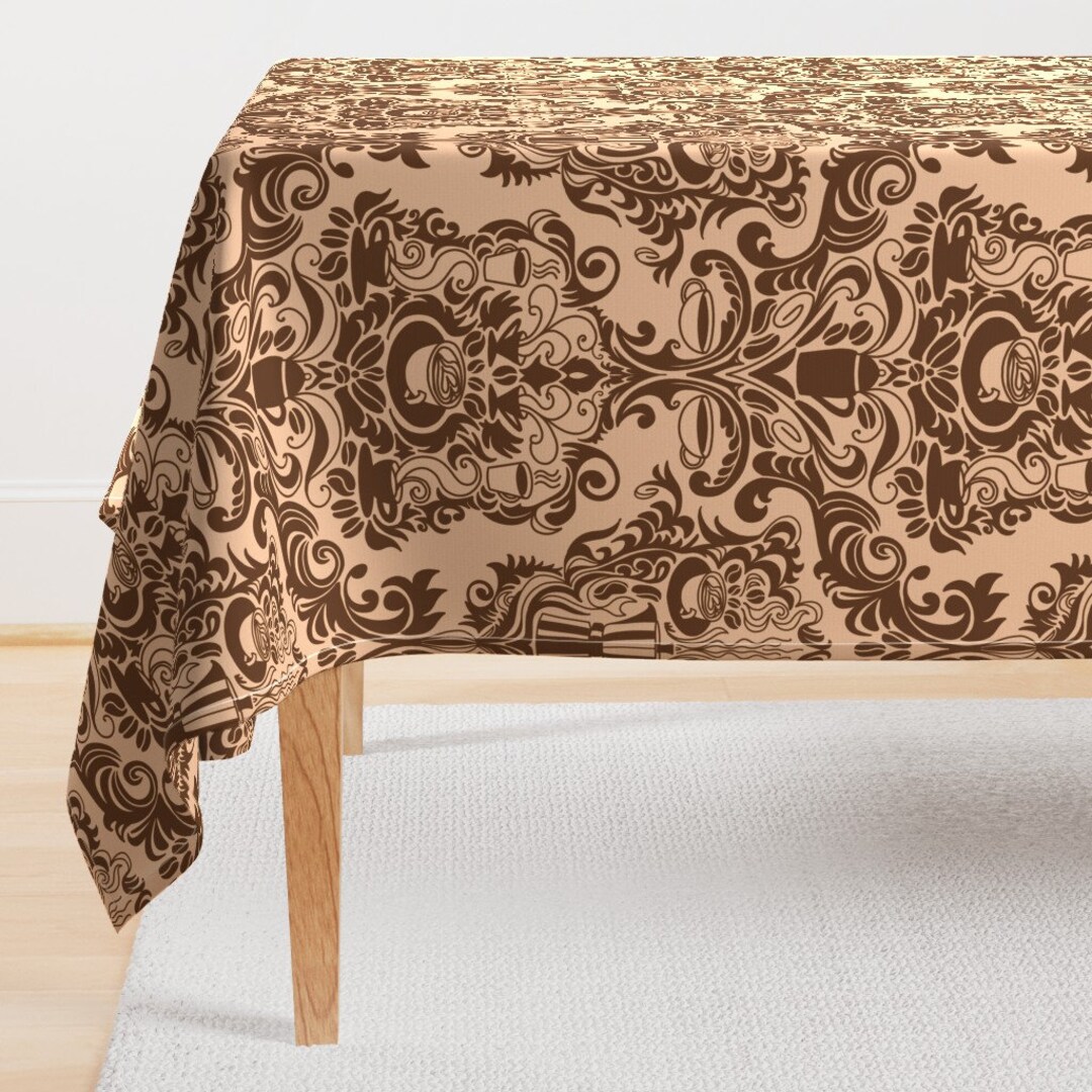 Vintage Style Tablecloth Coffehouse Damask by Stacystudios Coffee Cafe ...