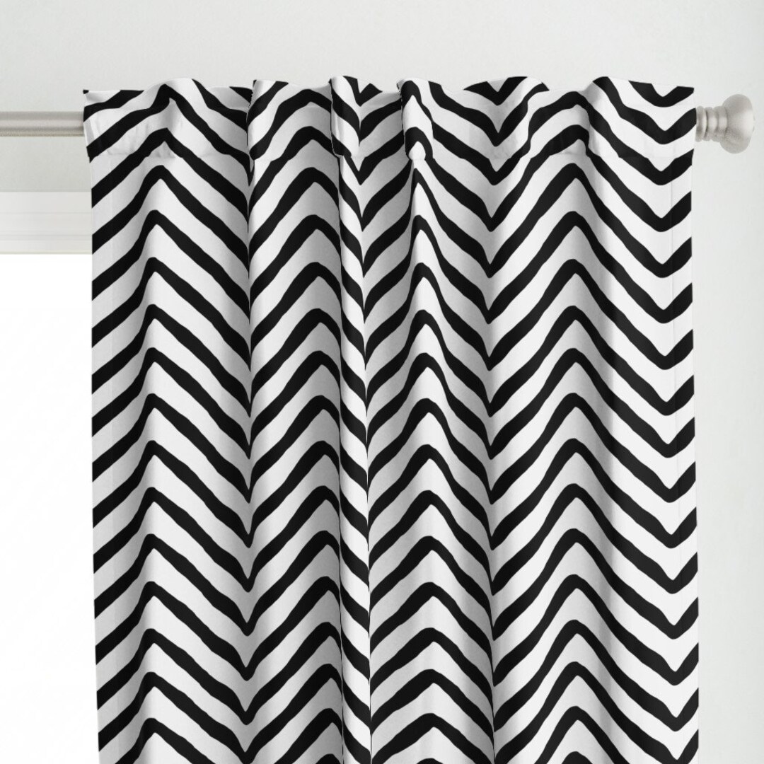 Chevron Curtain Panel - Yoruba Herringbone by Willowlanetextiles ...
