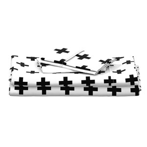 Plus Sign Sheets Black Crosses on White by Modfox Geometric Black and ...