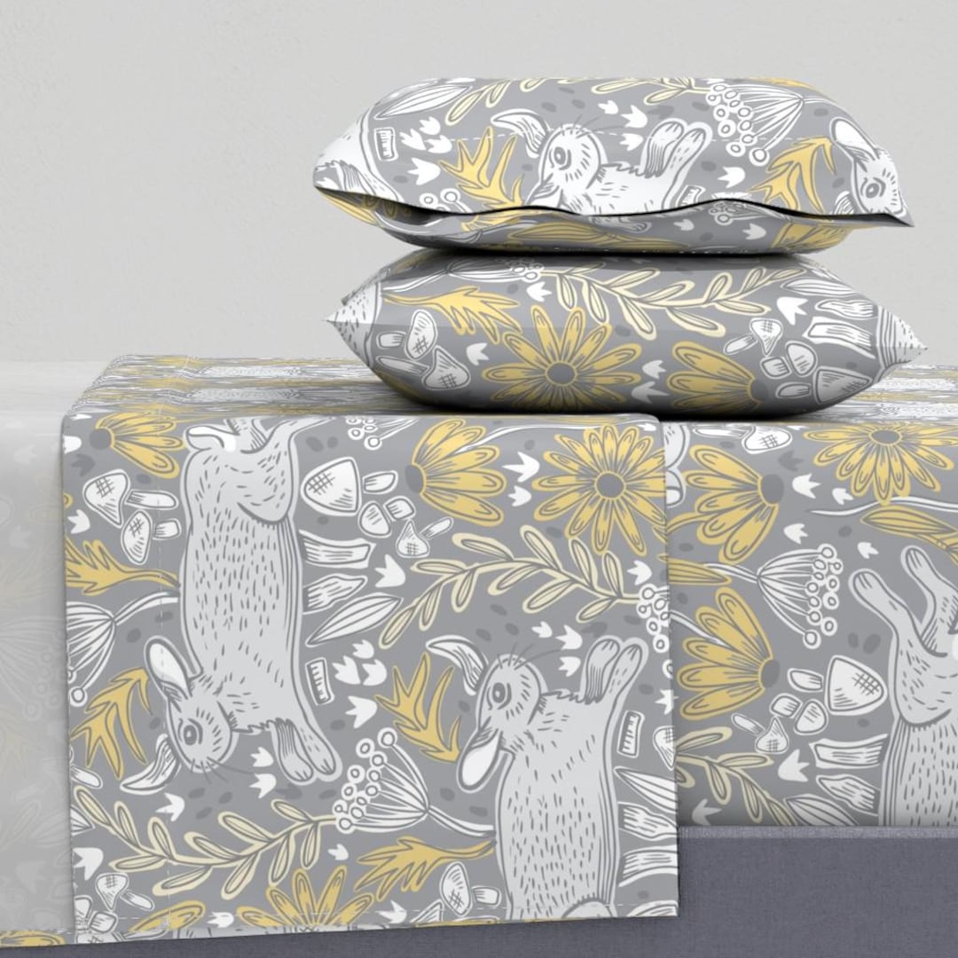 Woodland Rabbit Sheets - Cottontail Gray by Katie_hayes - Neutral ...