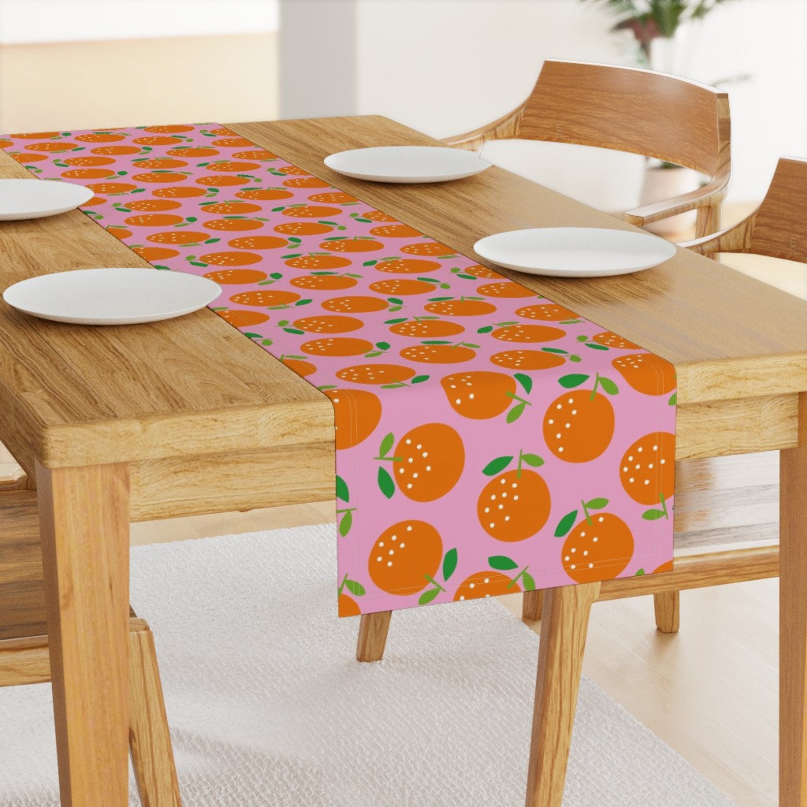 Bright Oranges Table Runner - Oranges on Pink by Cerigwen - Citrus ...