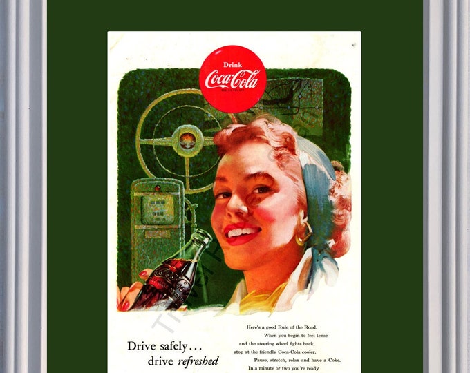 1953 Coca Cola Gas Pump Vintage Ad Coke Pretty Woman Steering Wheel ...