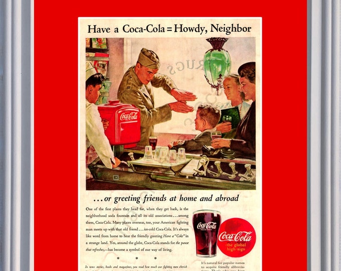 1944 WWII WW2 Coca Cola Vintage Ad Coke Soldier Drug Store Soda ...