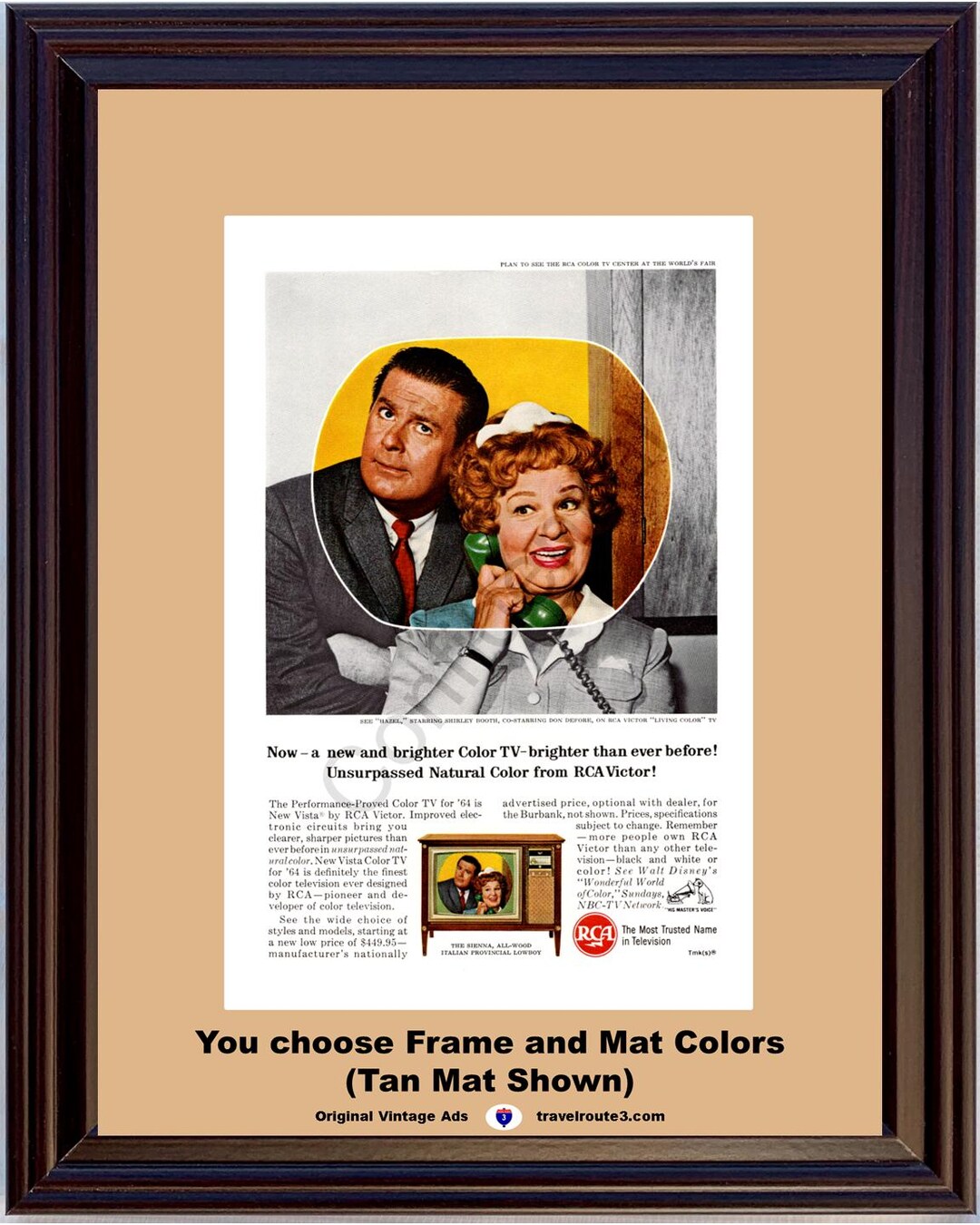 1964 RCA Color TV Hazel Vintage Print Ad Shirley Booth Don Defore ...