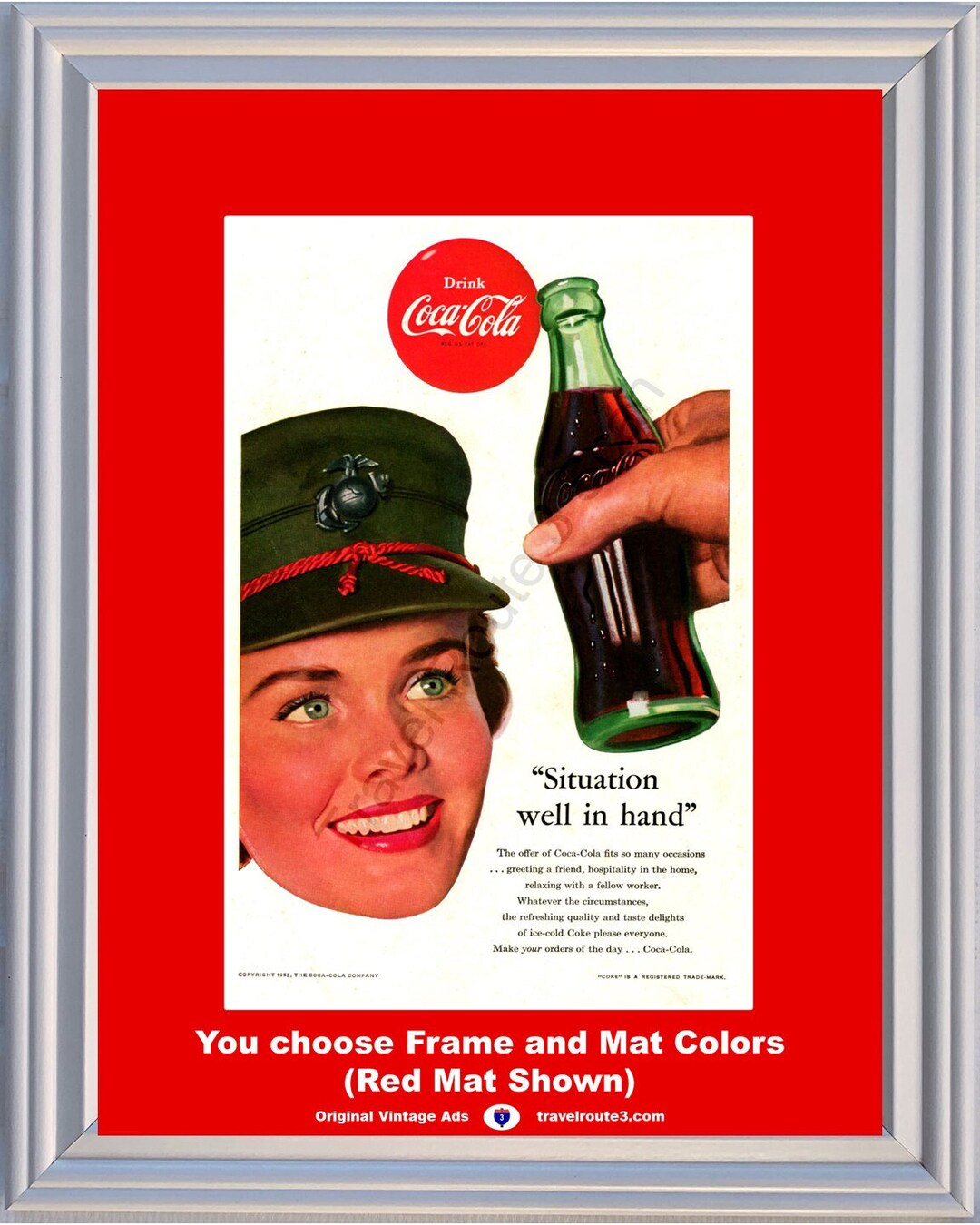 1953 Coca Cola USMC Marine Corps Vintage Ad Coke Woman Situation Well ...