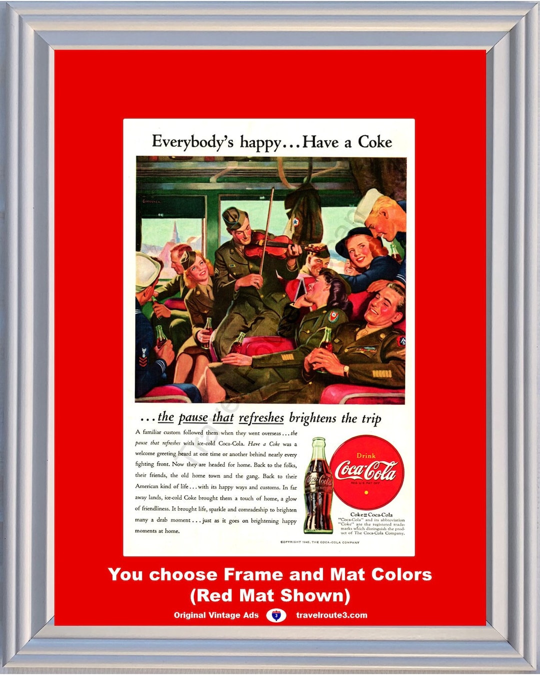 1946 World War II Coca Cola Vintage Ad Everybody's Happy Have a Coke ...