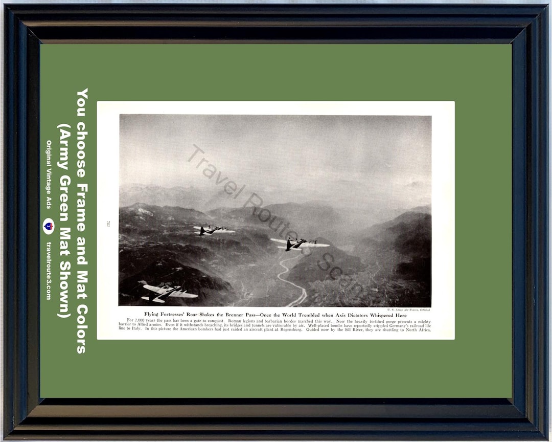 1943 B17 B-17 Flying Fortress Bomber Germany WW2 Vintage Print World ...