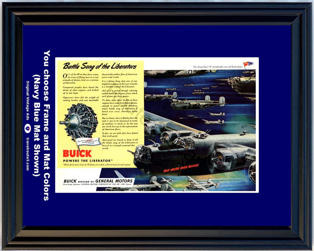 1944 WW2 Buick B-24 B24 Liberator Vintage Print Ad WWII World War 2 II ...