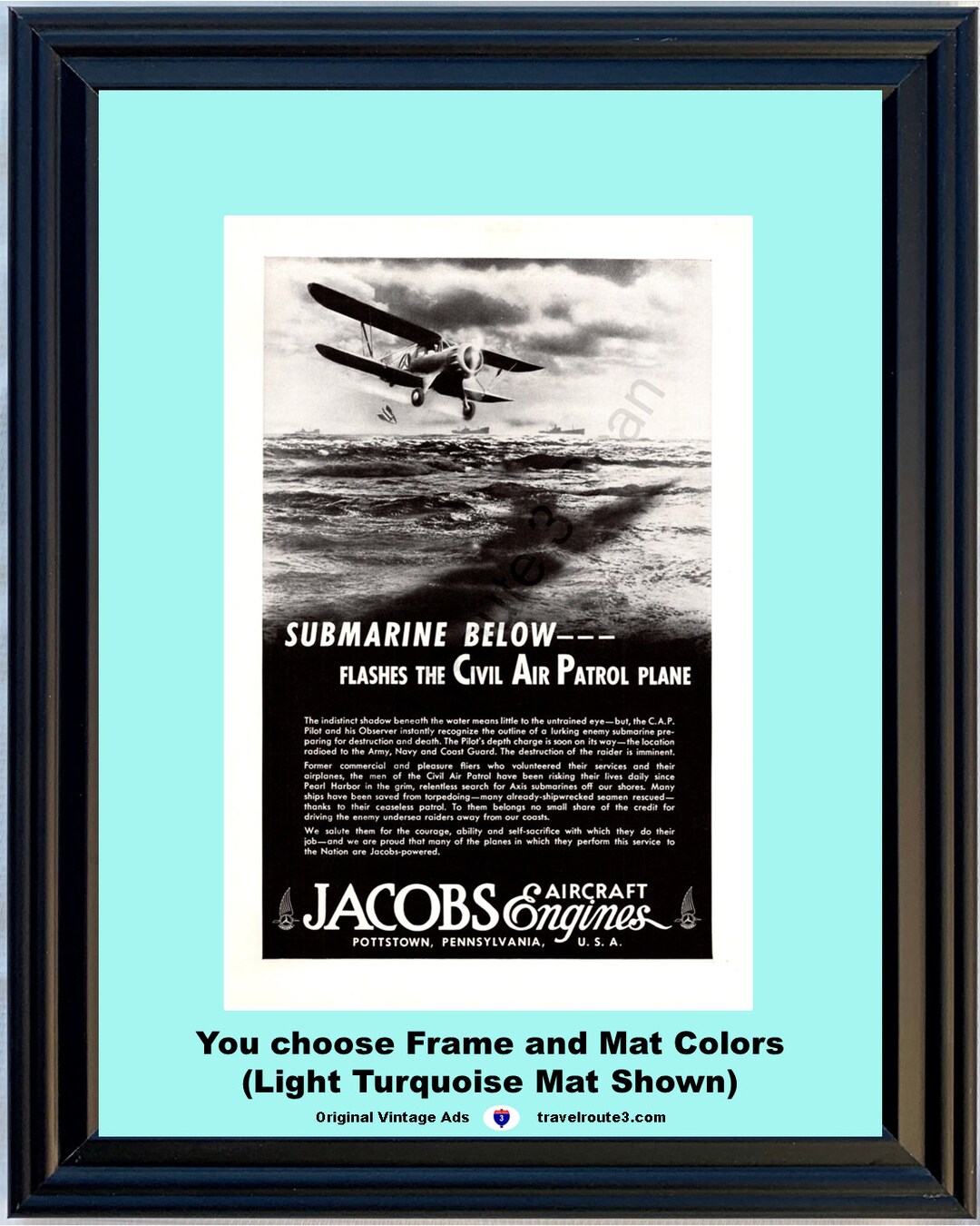 1943 WWII WW2 Jacobs Aircraft Submarine Vintage Print Ad Civil Air ...