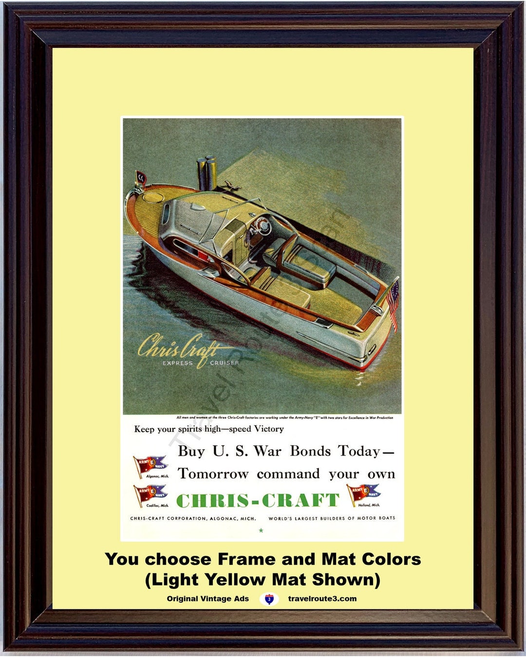 1944 WWII WW2 Chris Craft Vintage Ad Express Cruiser Army Nave E ...